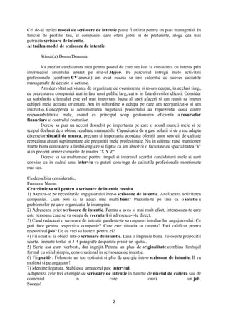 Modele de scrisoare de intentie | DOCX