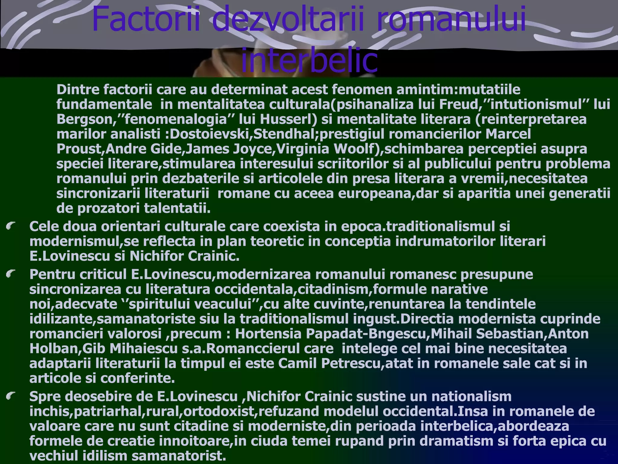 Modele epice in romanul interbelic | PPT