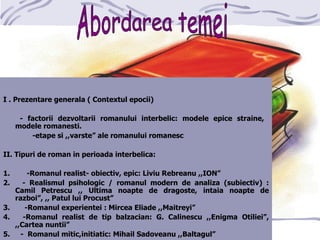 Modele epice in romanul interbelic | PPT