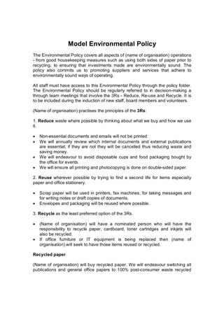 Model environmental policy | PDF