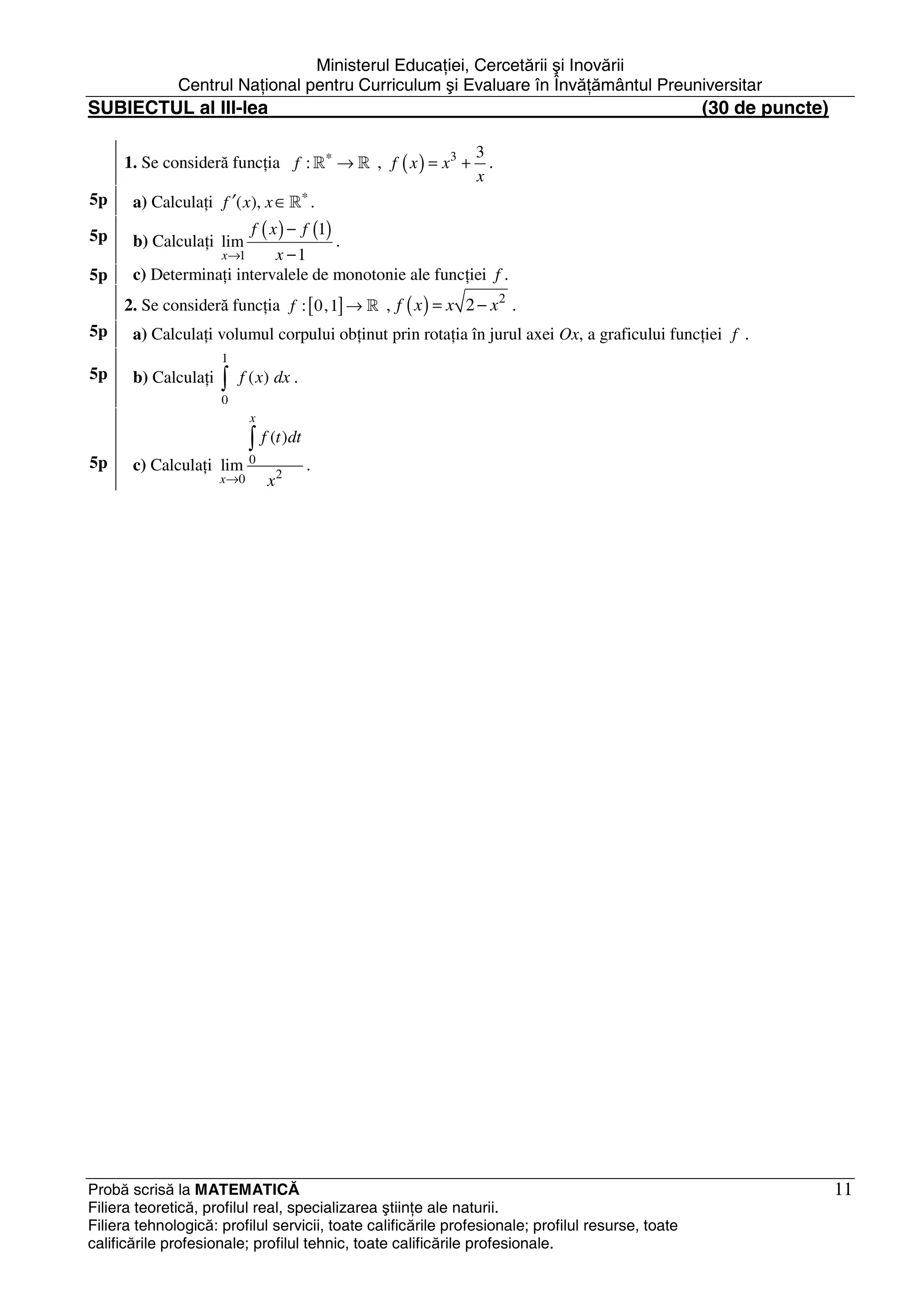 Modele si variante bac matematica m1 2010 (model oficial) | PDF