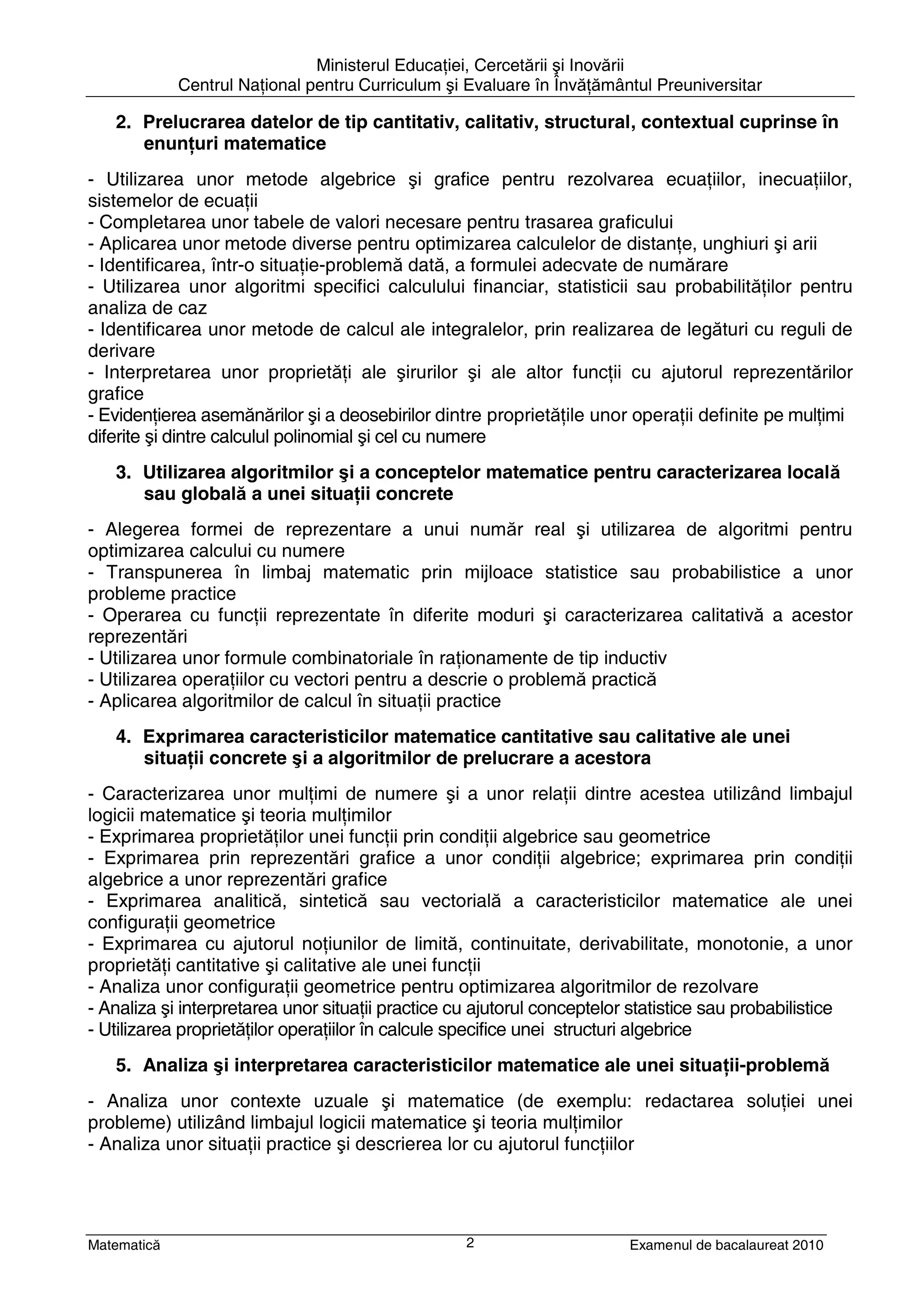 Modele si variante bac matematica m1 2010 (model oficial) | PDF