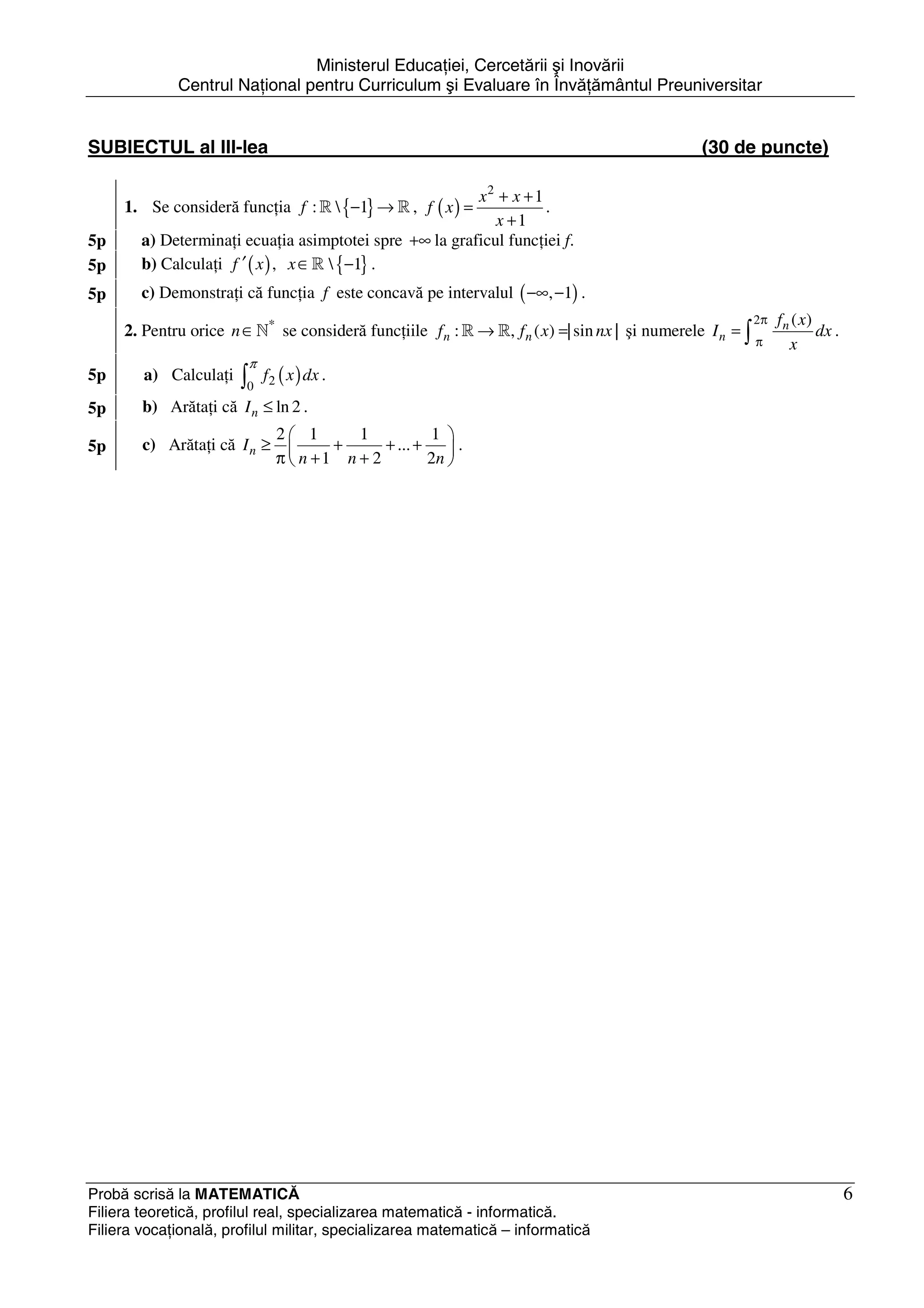 Modele si variante bac matematica m1 2010 (model oficial) | PDF