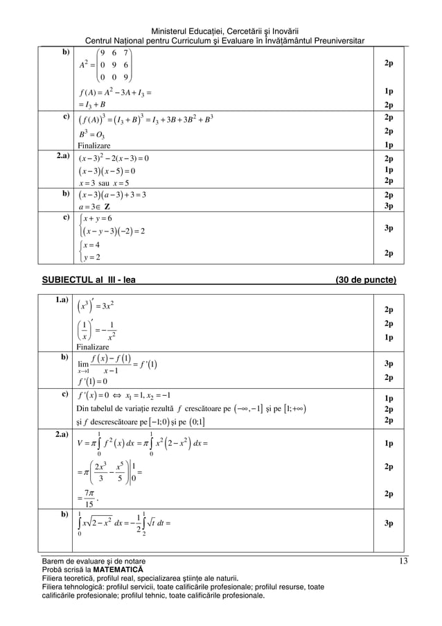 Modele si variante bac matematica m1 2010 (model oficial) | PDF