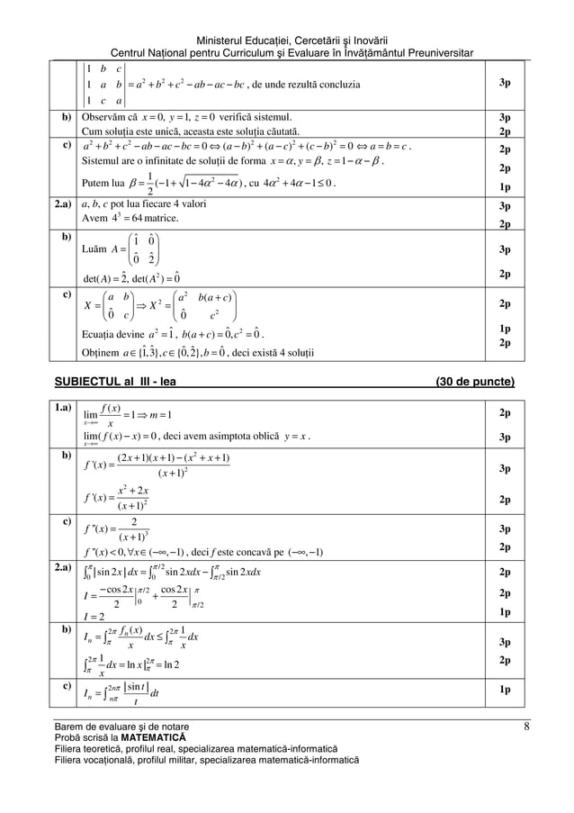 Modele si variante bac matematica m1 2010 (model oficial) | PDF
