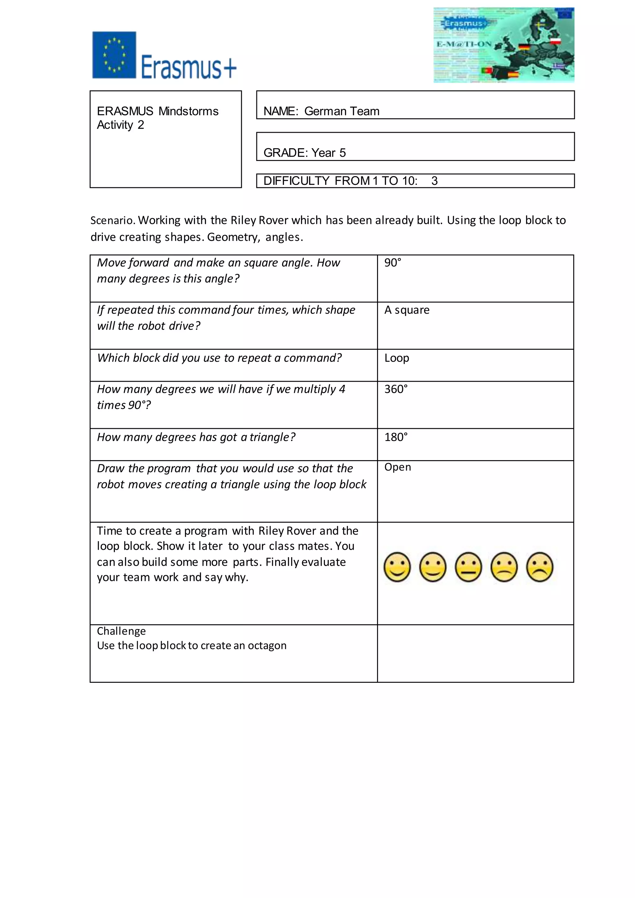 Model esm mindstorms worksheet 2 | PDF