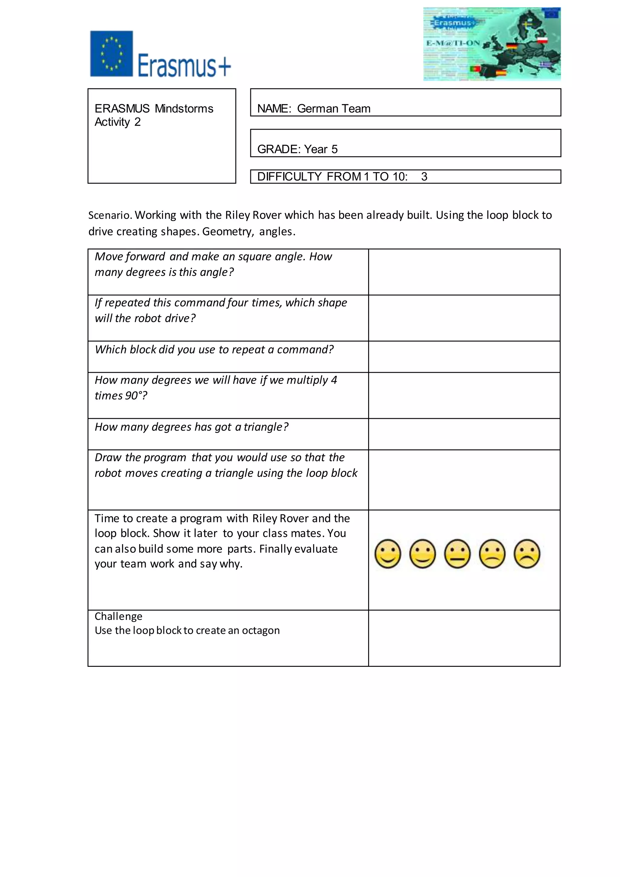 Model esm mindstorms worksheet 2 | PDF