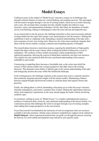 Model Essays. A Model Essay Structure! A Guide to A Model Essay ...