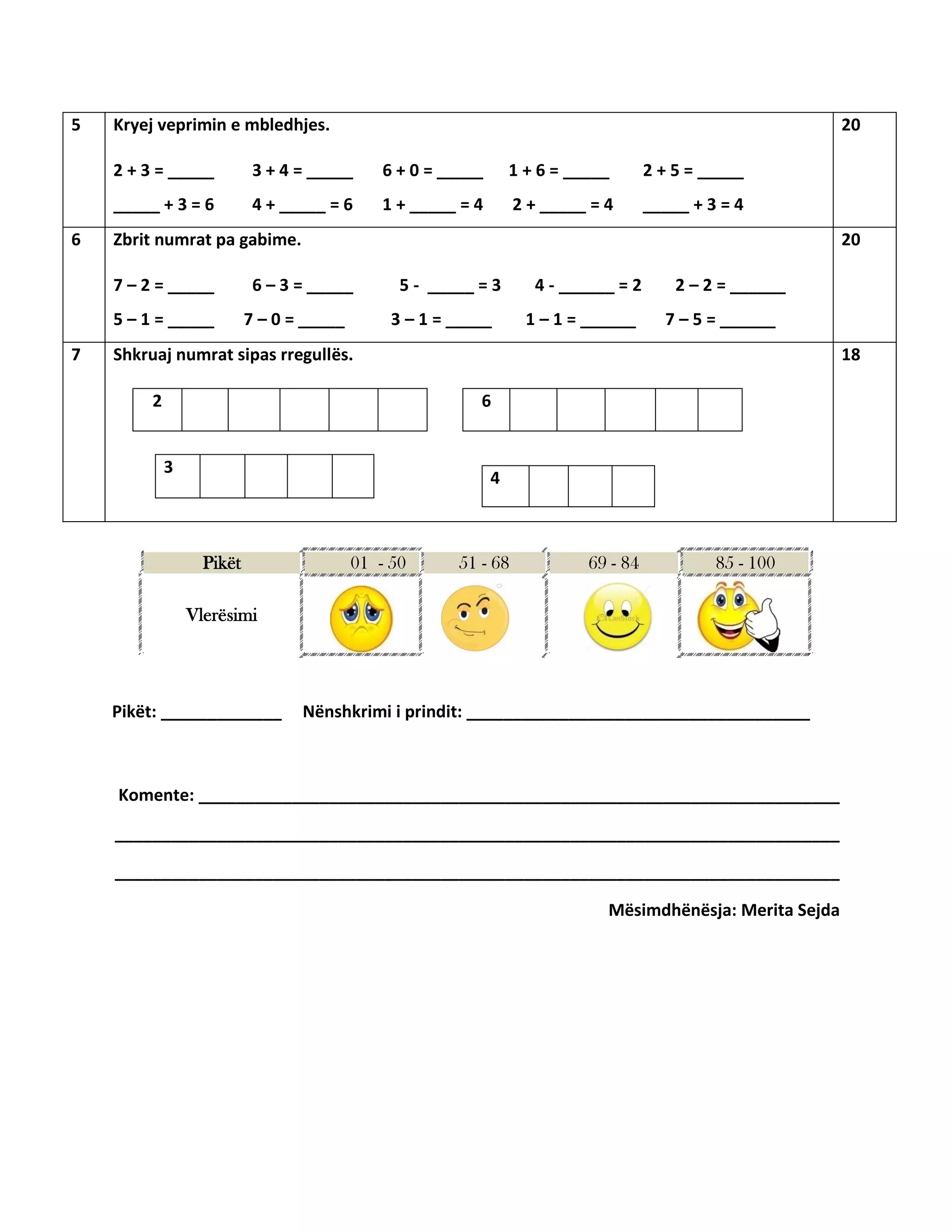 Modele testesh per kl i | PDF