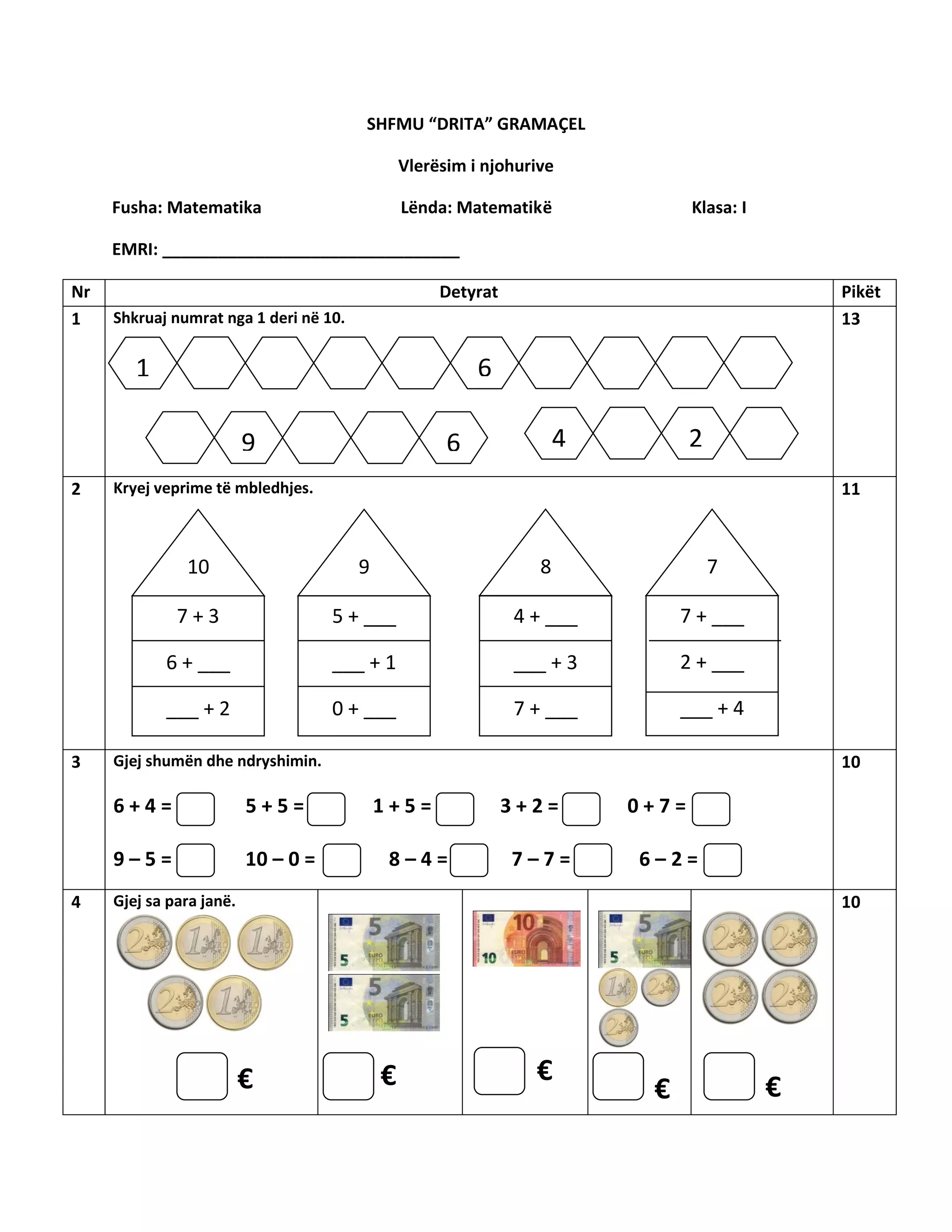 Modele testesh per kl i | PDF