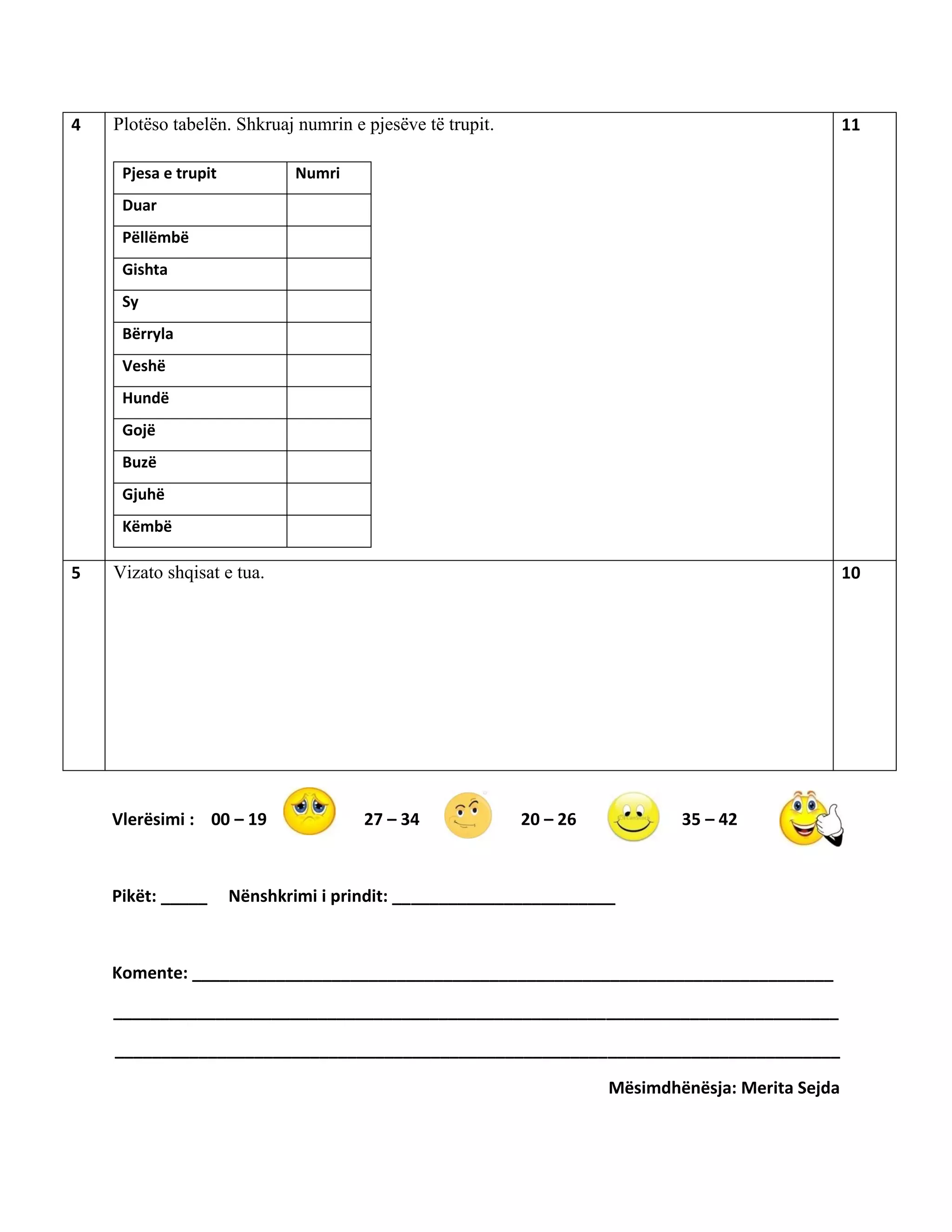 Modele testesh per kl i | PDF