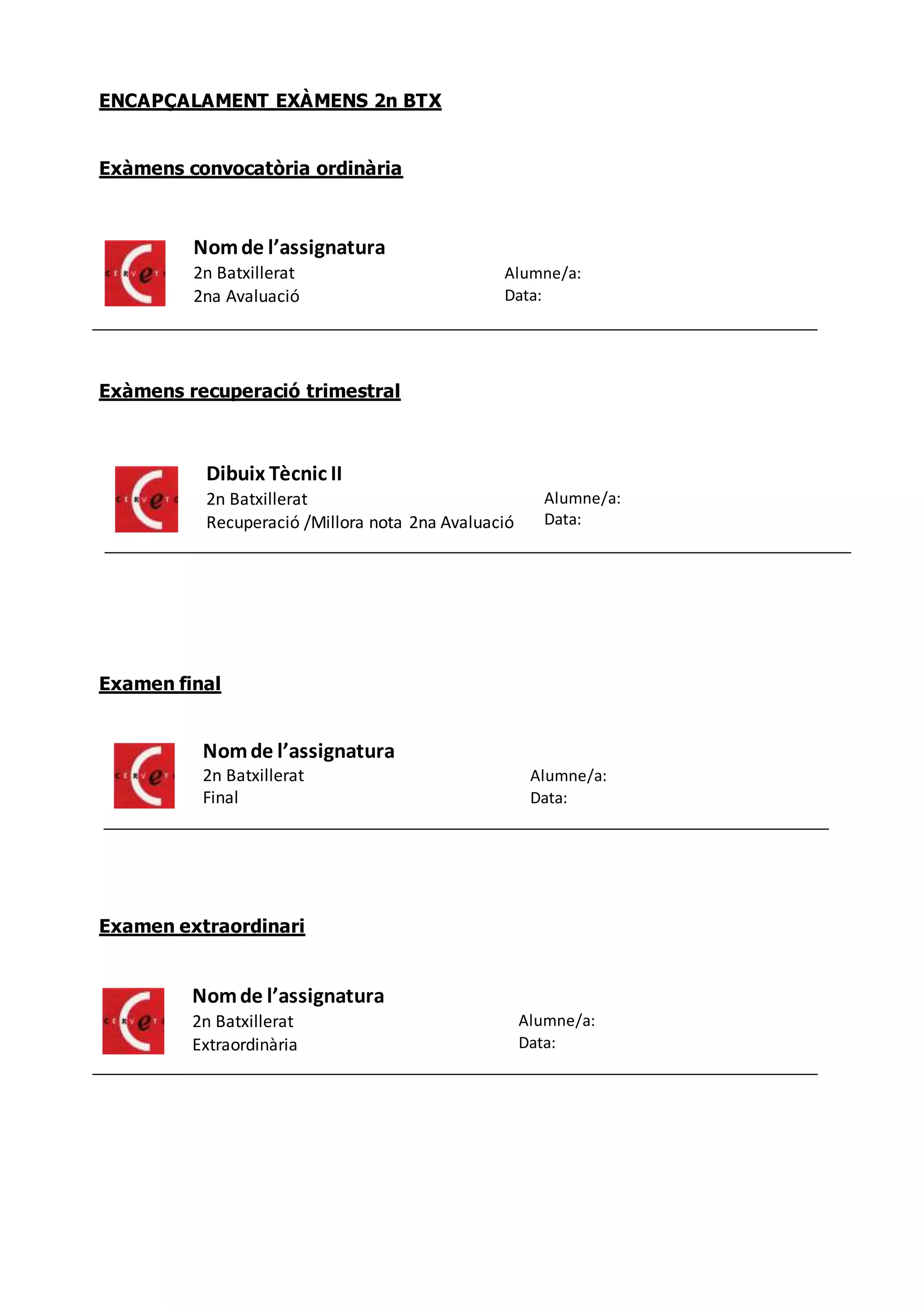 Model examen batxillerat | DOCX