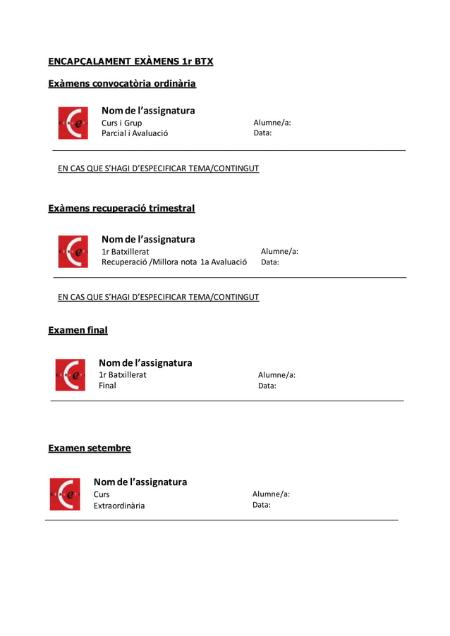 Model examen batxillerat | DOCX