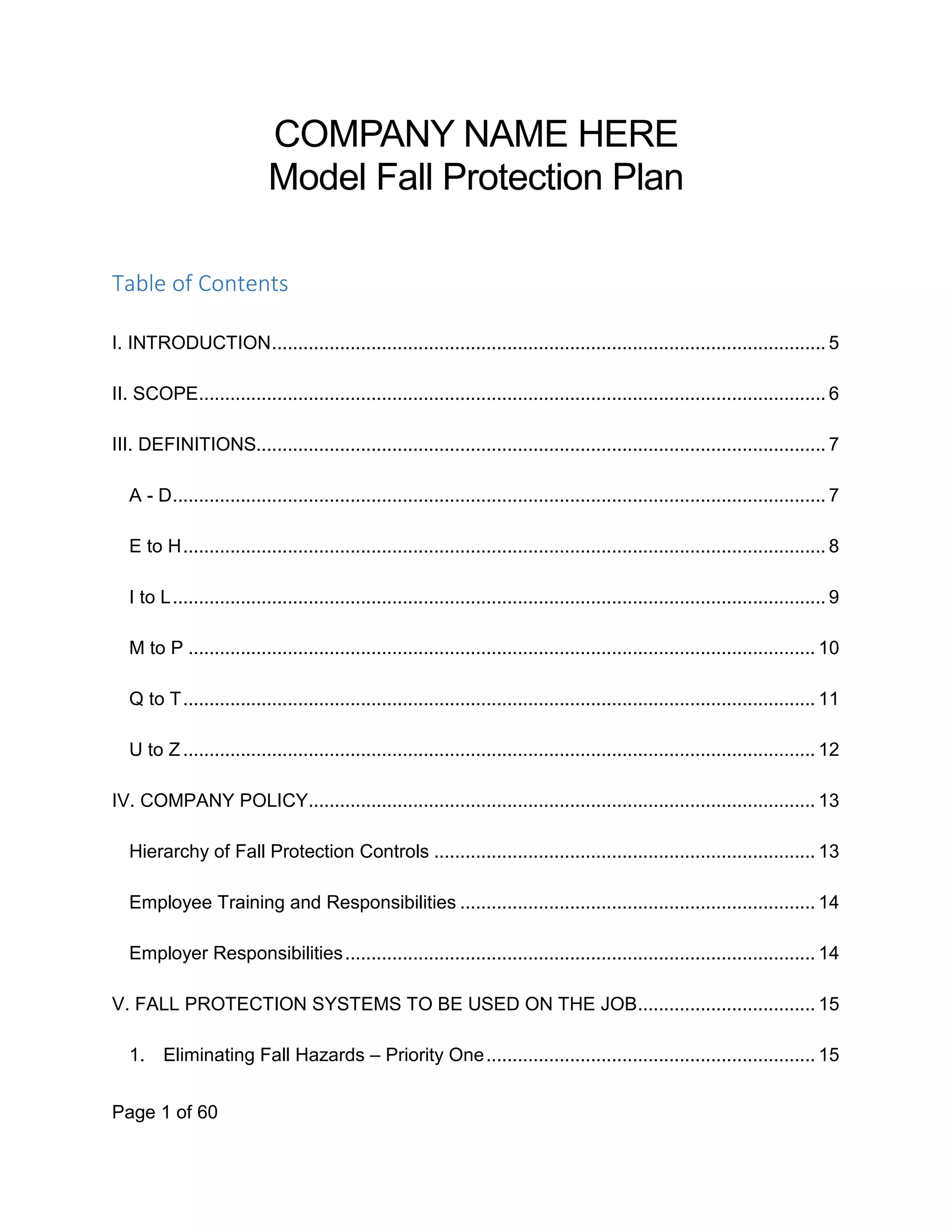 Model Fall Protection Plan.pdf | Home Security | Home & Garden