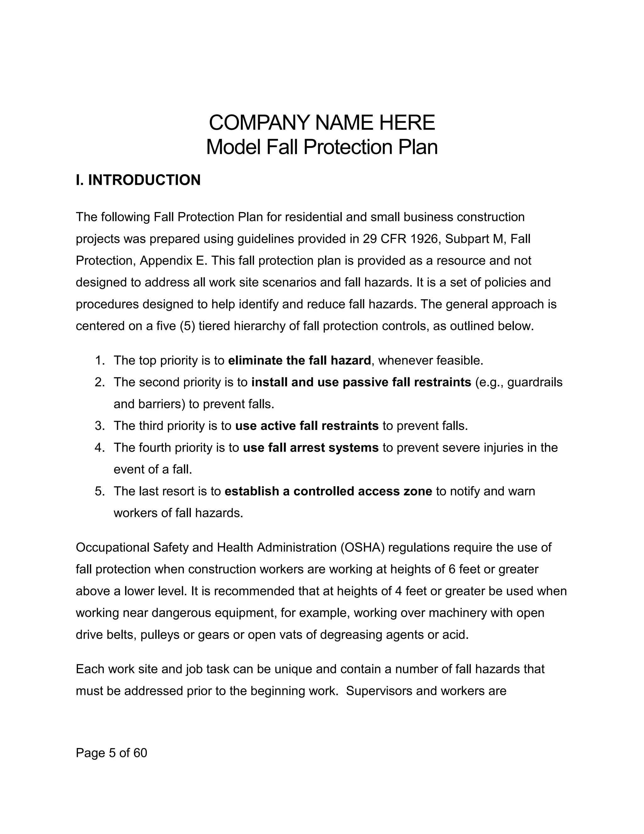 Model Fall Protection Plan.pdf | Home Security | Home & Garden