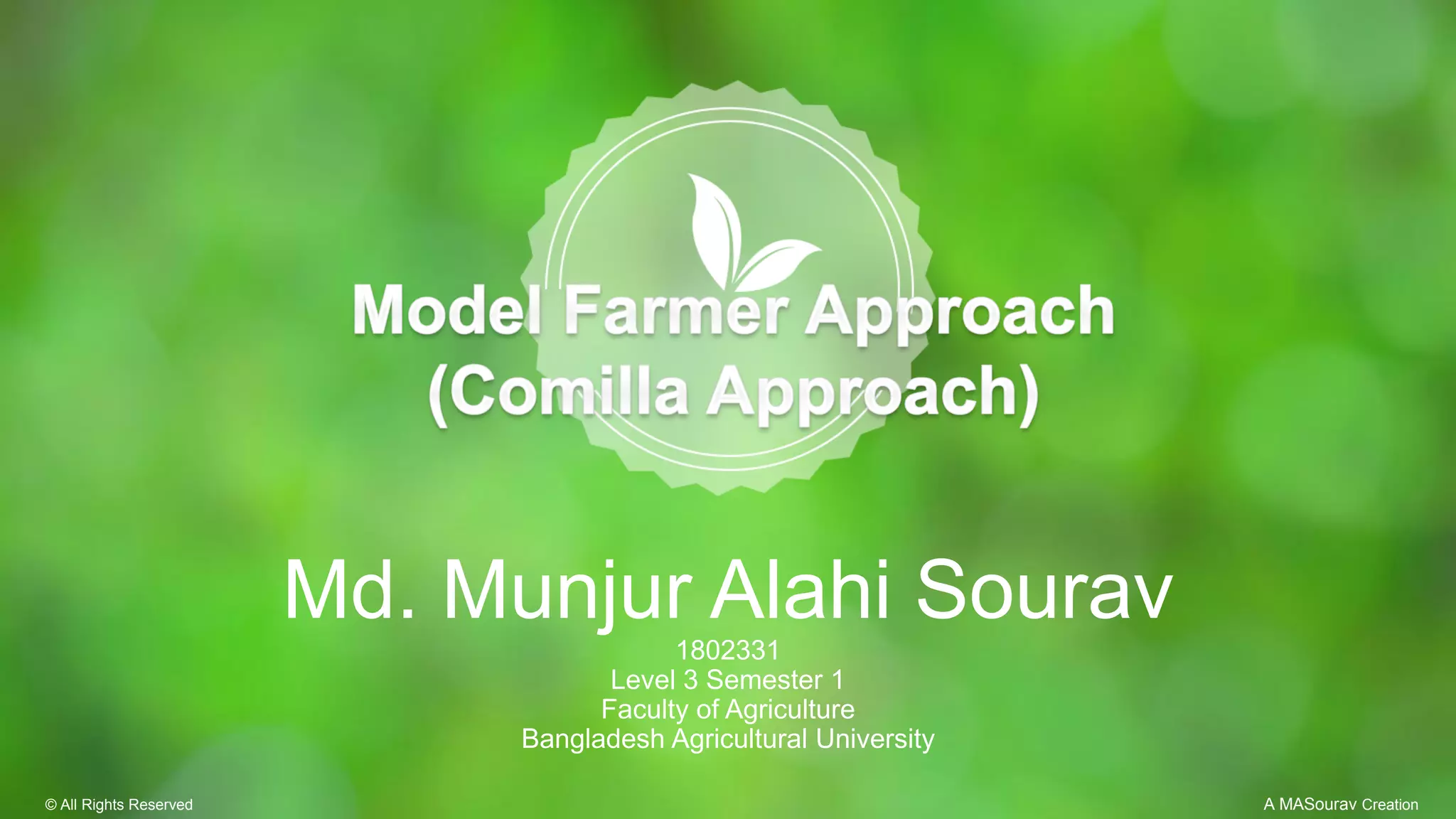 Model Farmer Approach (Comilla Approach) | PDF