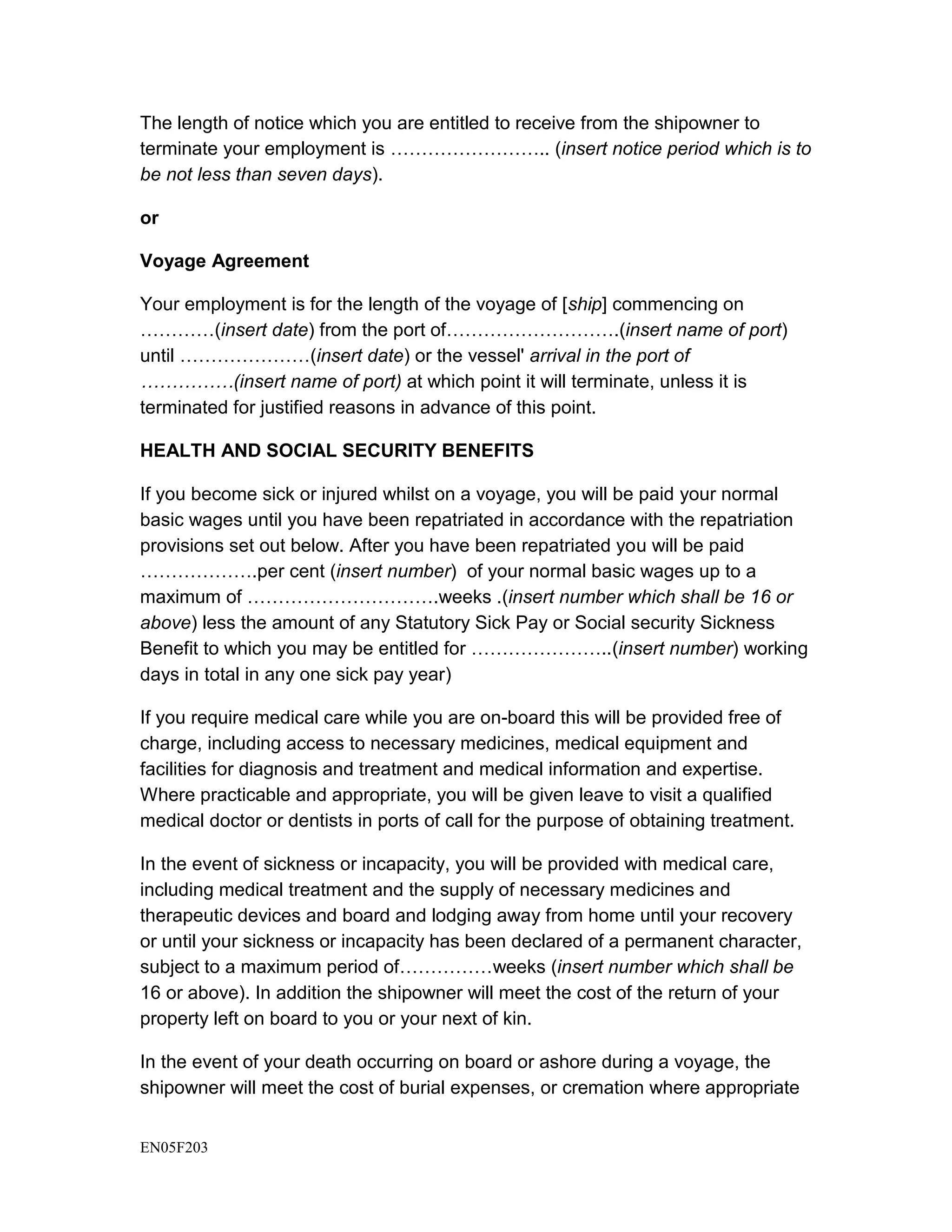 Model format for seafarer employment agreement 2 | PDF