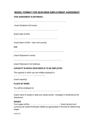 Model format for seafarer employment agreement 2 | PDF