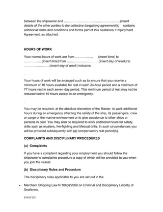 Model format for seafarer employment agreement 2 | PDF