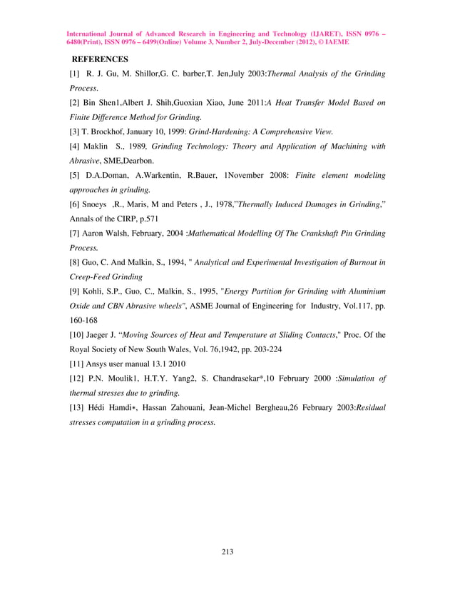 Model for prediction of temperature distribution in workpiece for surface grinding using fea ...