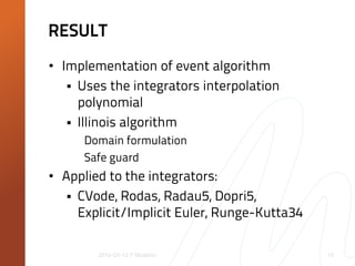 Discontinuities handled with events in Assimulo | PPT