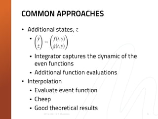 Discontinuities handled with events in Assimulo | PPT