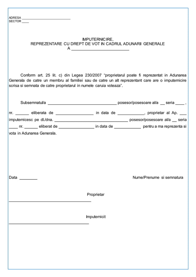Model imputernicire vot_asociatie