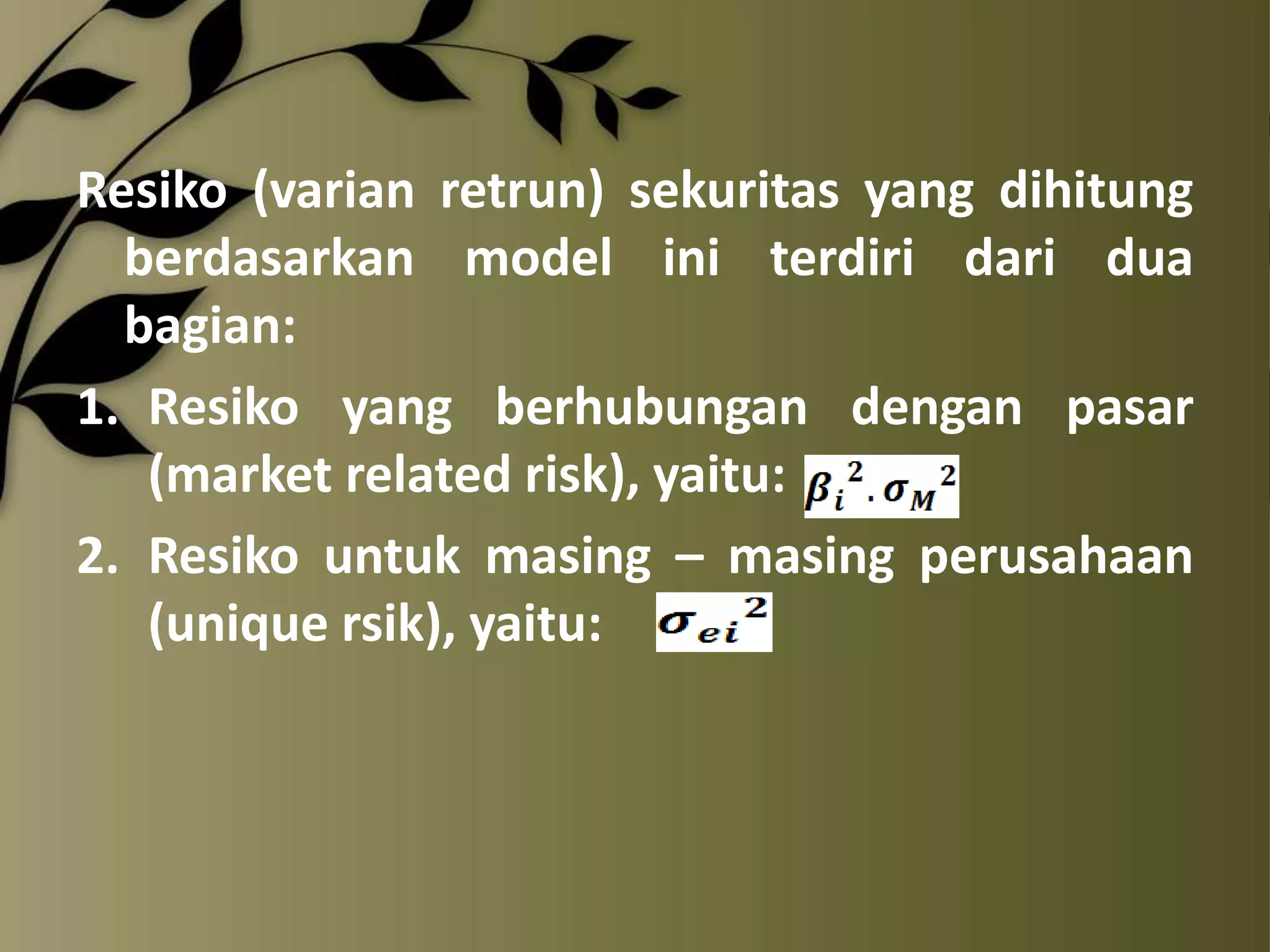 Model indeks tunggal ppt | PPTX