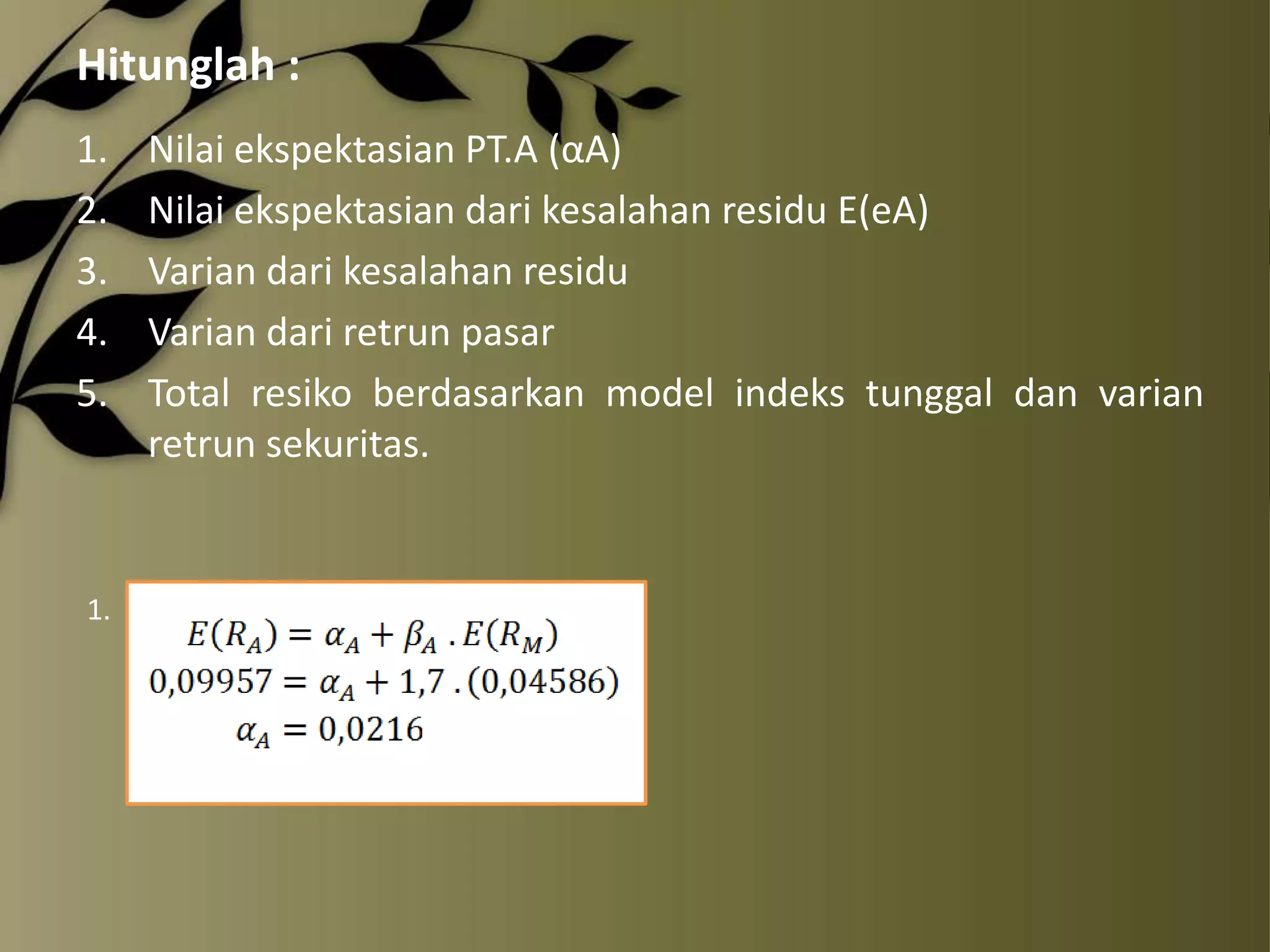 Model indeks tunggal ppt | PPTX
