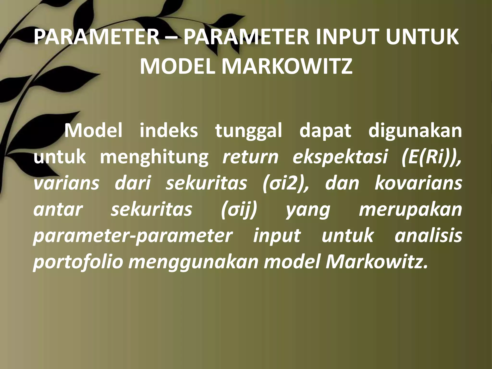 Model indeks tunggal ppt | PPTX