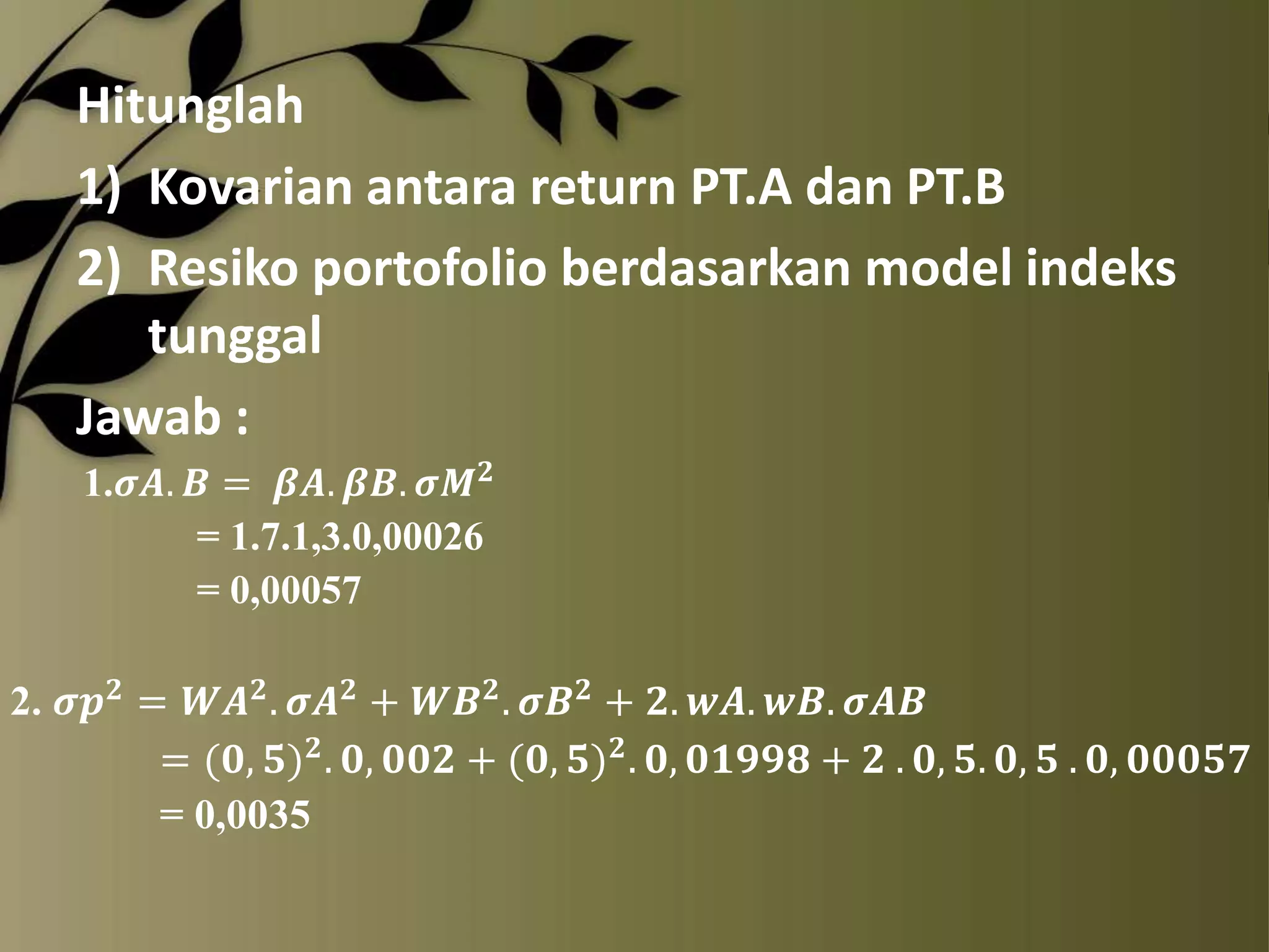 Model indeks tunggal ppt | PPTX
