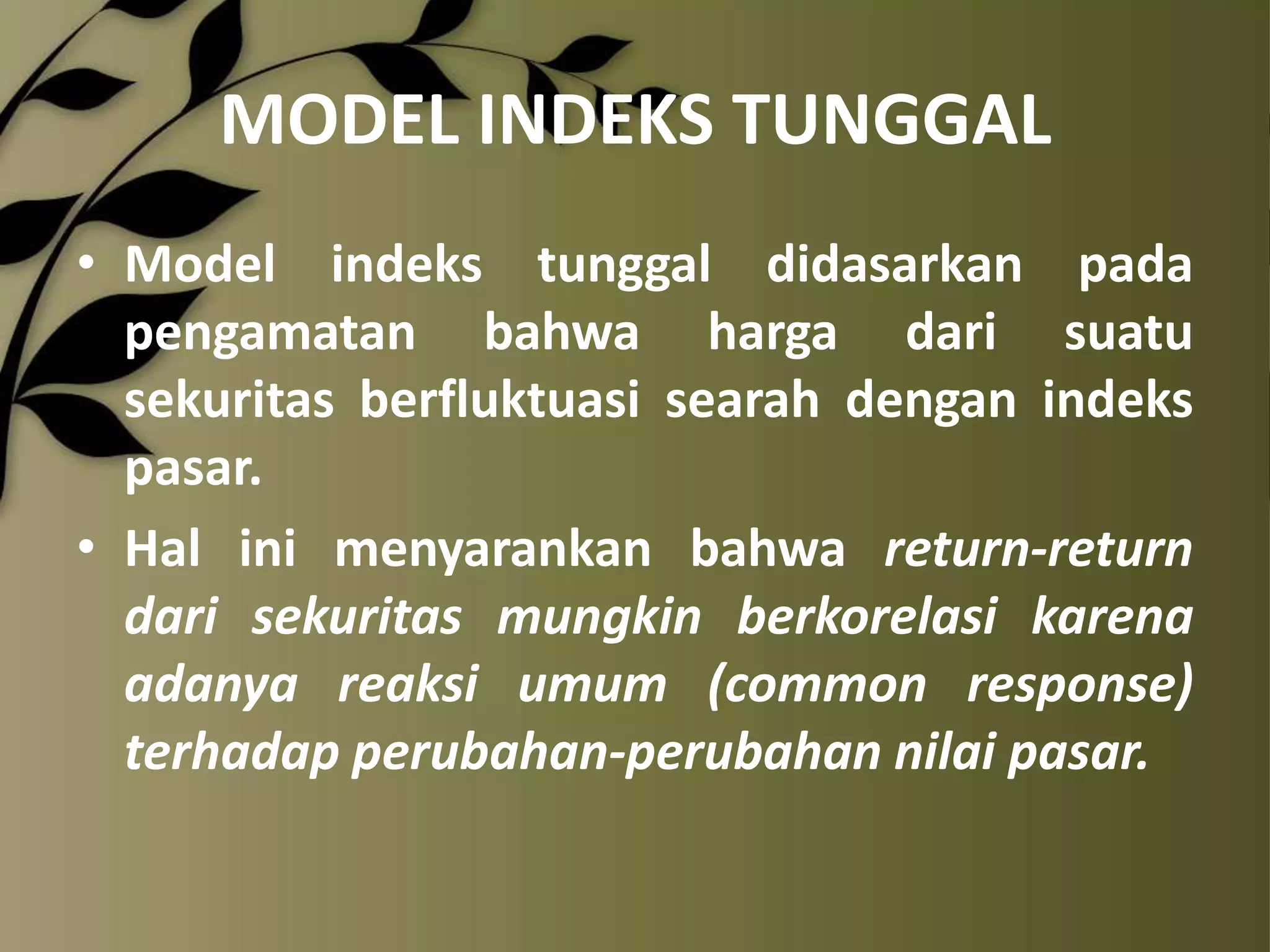 Model indeks tunggal ppt | PPTX