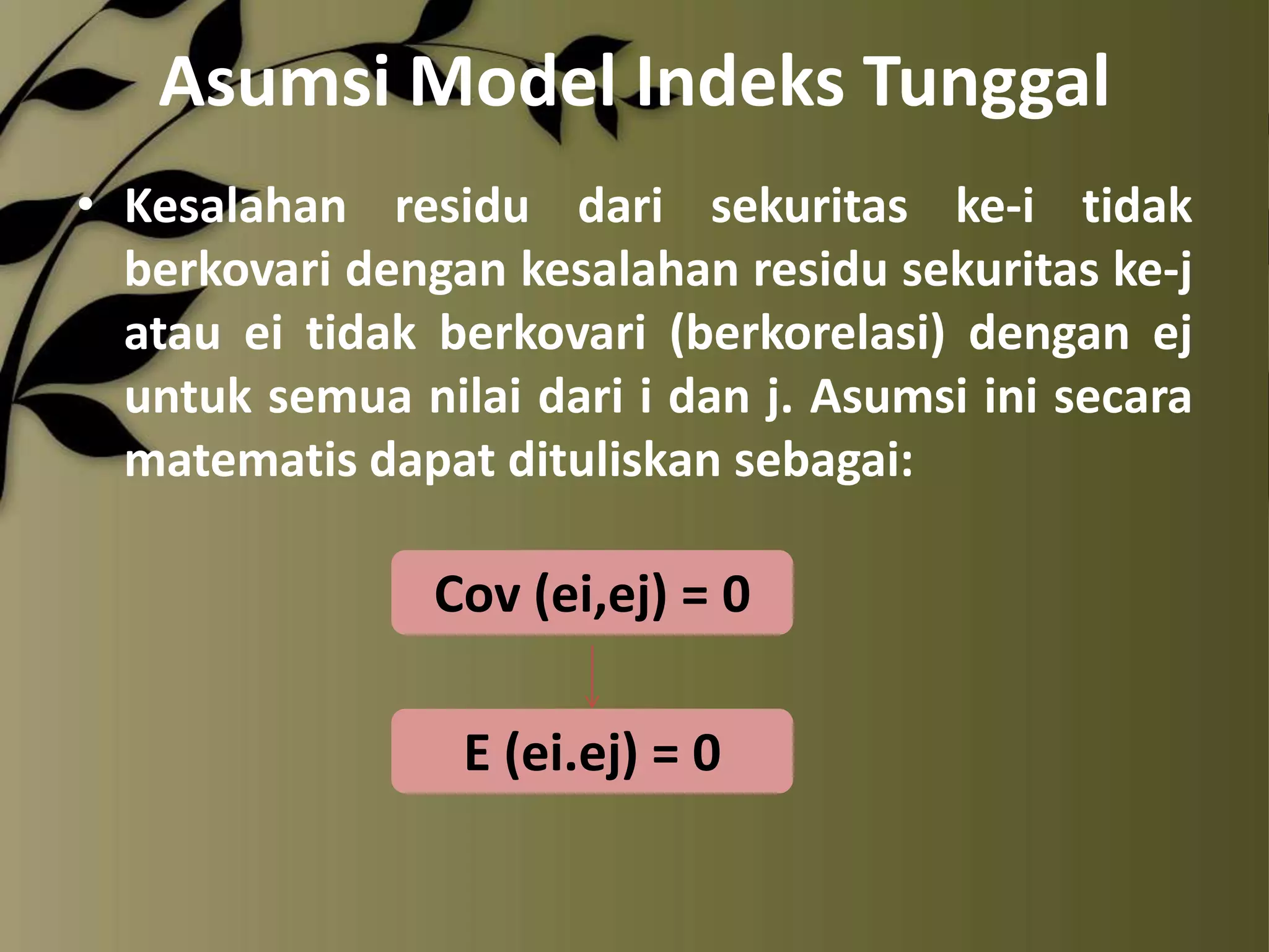 Model indeks tunggal ppt | PPTX