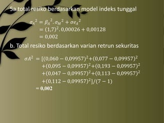 Model indeks tunggal ppt | PPTX