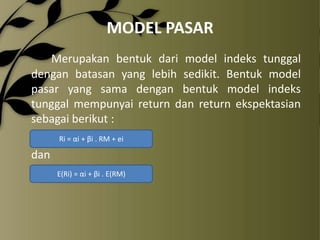 Model indeks tunggal ppt | PPTX