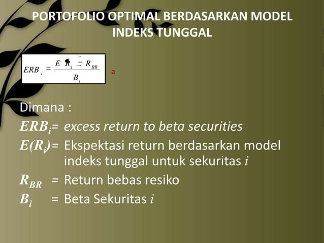 Model indeks tunggal ppt | PPTX
