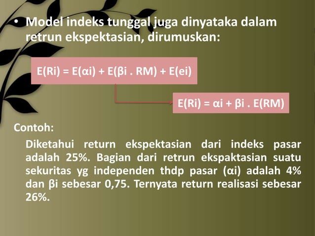 Model indeks tunggal ppt | PPTX