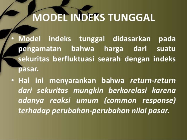Pertanyaan Tentang Model Indeks Tunggal - Gaya Modis