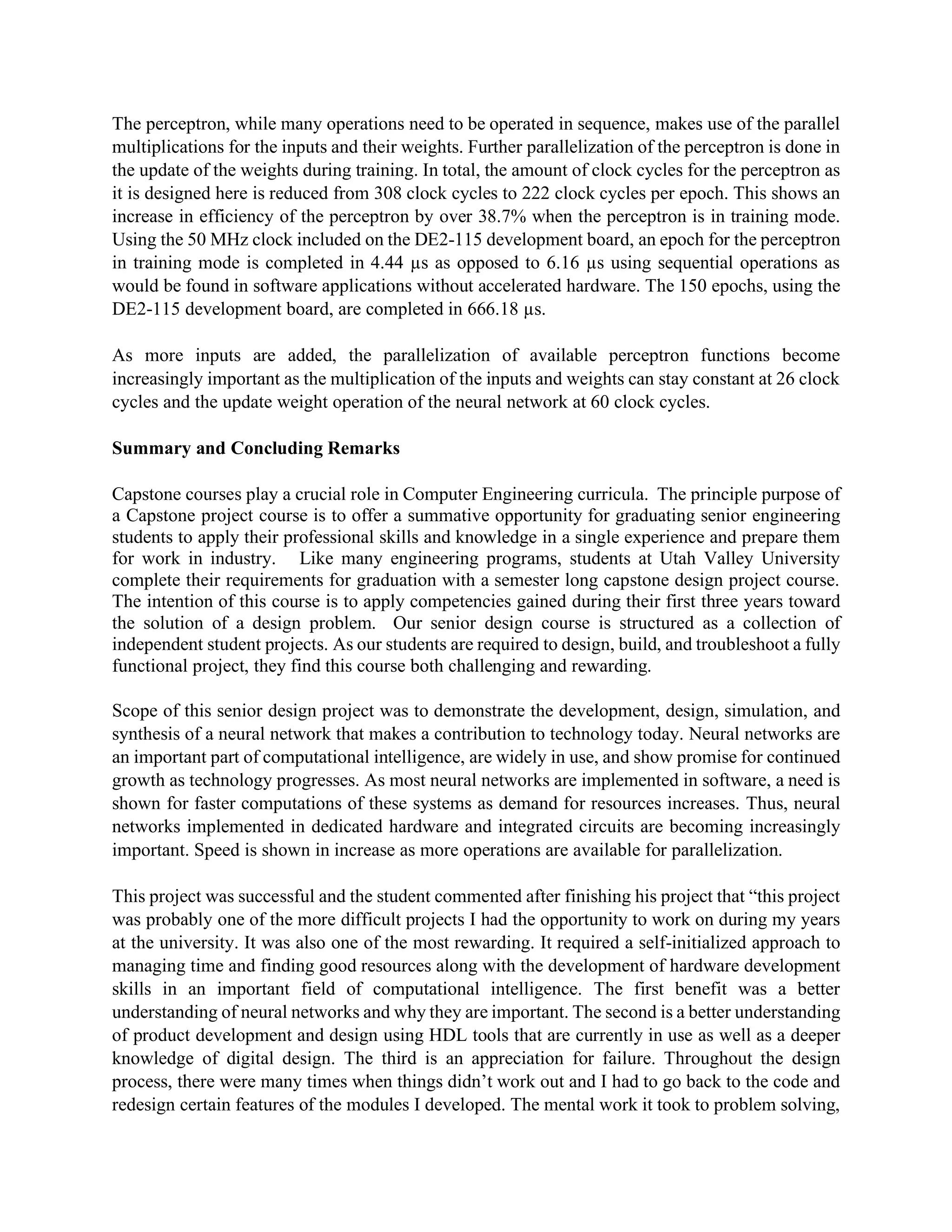 Modeling A Perceptron Neuron Using Verilog Developed Floating Point Numbering System And Modules