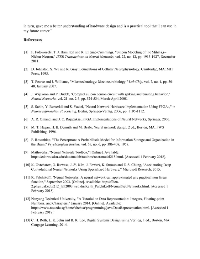 Modeling A Perceptron Neuron Using Verilog Developed Floating Point Numbering System And Modules