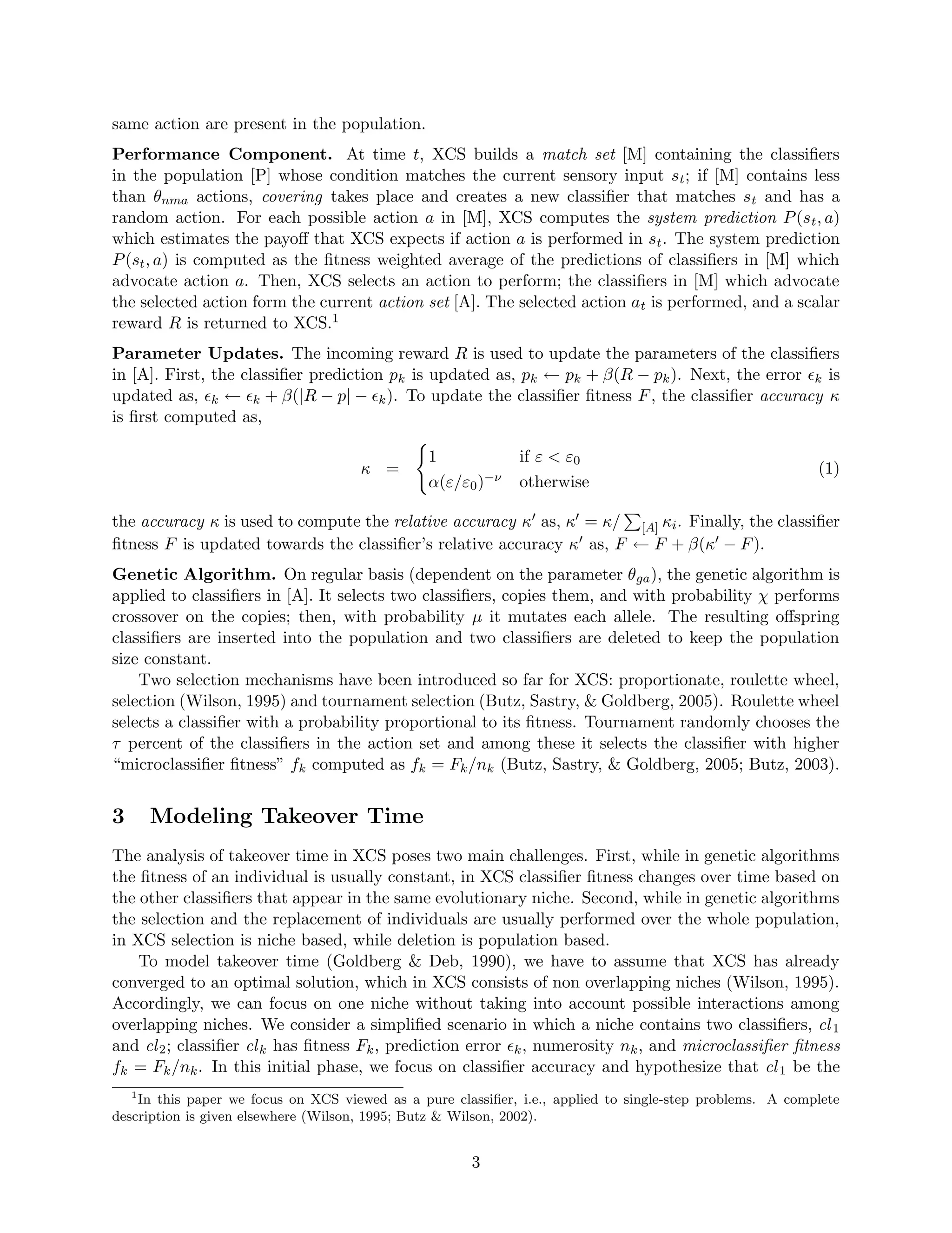 Modeling selection pressure in XCS for proportionate and tournament selection | PDF