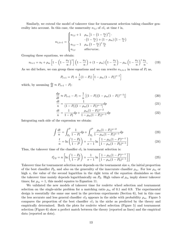 Modeling selection pressure in XCS for proportionate and tournament selection | PDF