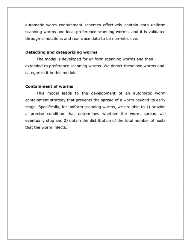 Modeling and automated containment of worms (synopsis) | DOC