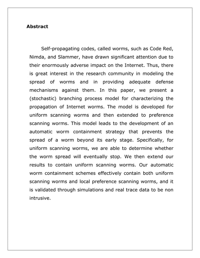 Modeling and automated containment of worms (synopsis) | DOC