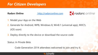 Modeling and Code Generation in the Cloud for Citizen Developers and Beyond | PPT
