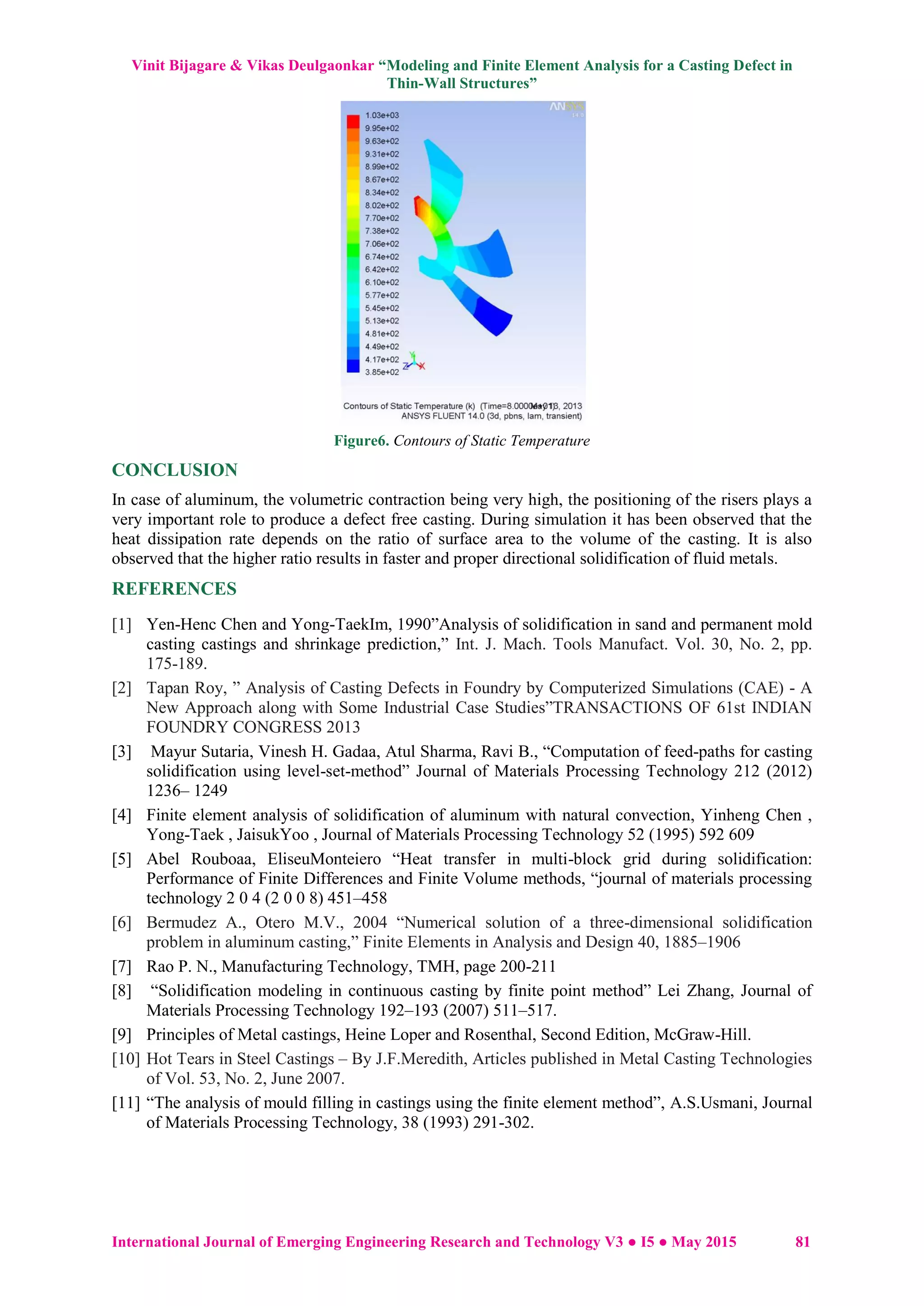 Modeling And Finite Element Analysis For A Casting Defect In Thin Wall