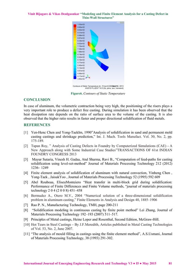Modeling And Finite Element Analysis For A Casting Defect In Thin Wall Structures Ijeert 2015 Pdf