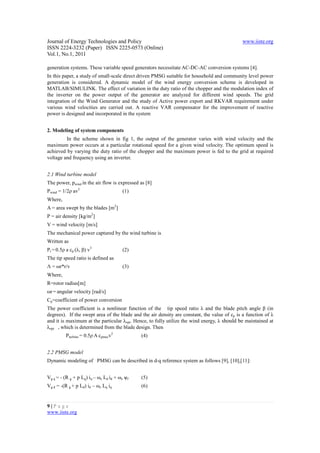 Modeling and performance analysis of a small scale direct driven pmsg based wind energy ...