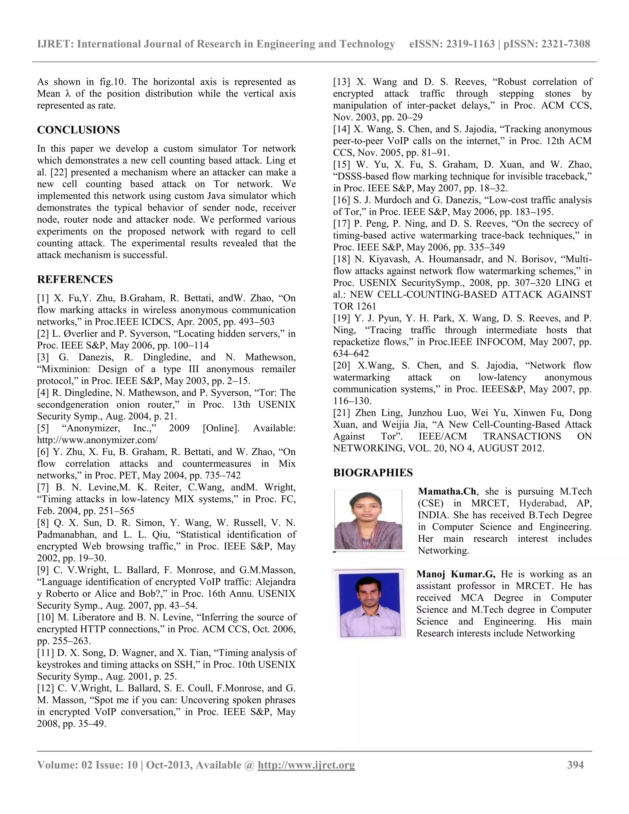 Modeling and prevention of cell counting based attacks on tor | PDF