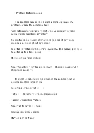 Modeling and Simulation Assignment 5 report—The Refrigerat.docx